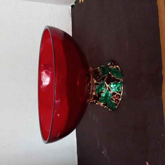 Teleflora | Holiday | Teeflora Xmas Center Piece Bowl Vase Red Glass ...